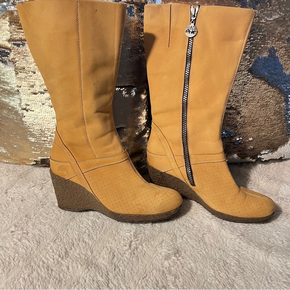 Timberland | Shoes | Timberland Womens Tan Wedge Boots | Poshmark